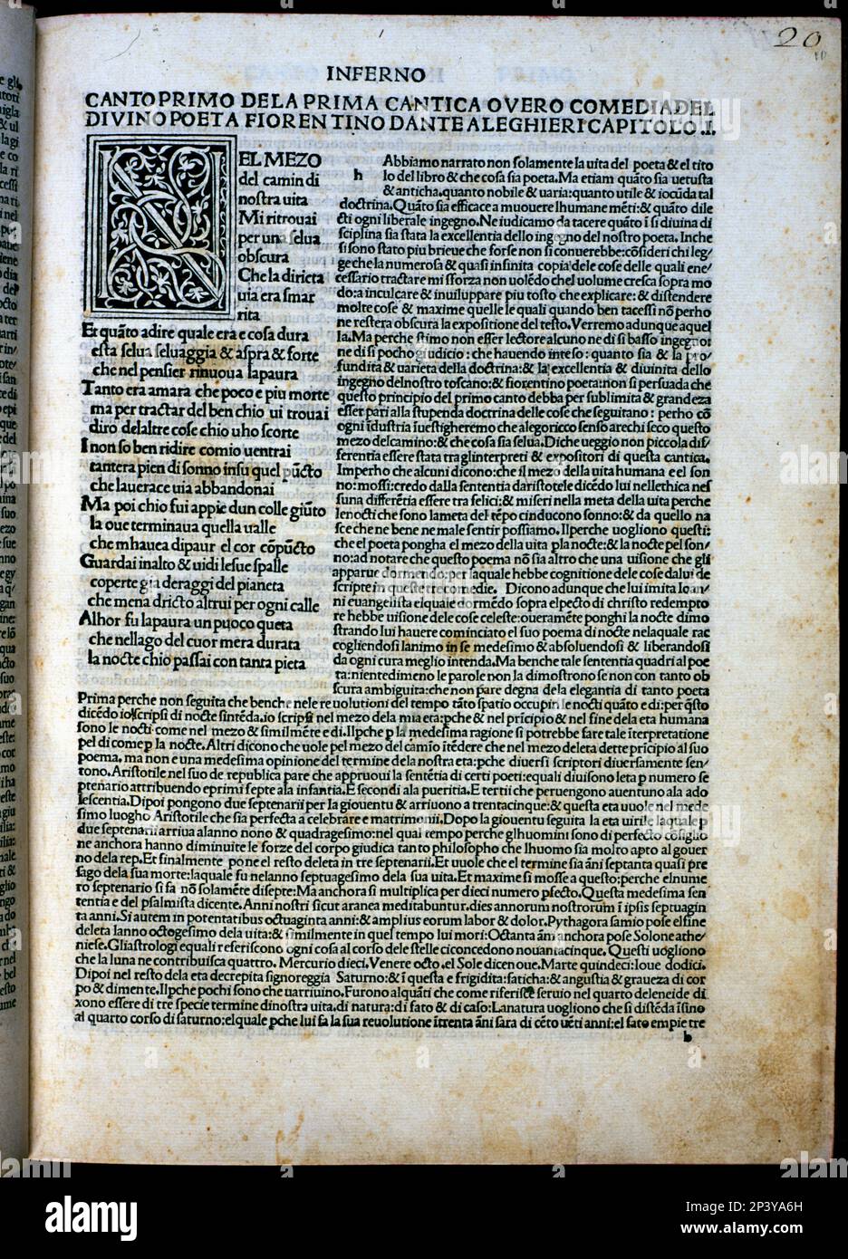 Page of the work 'Comedy, commentary by Cristoforo Landino', by Dante ...