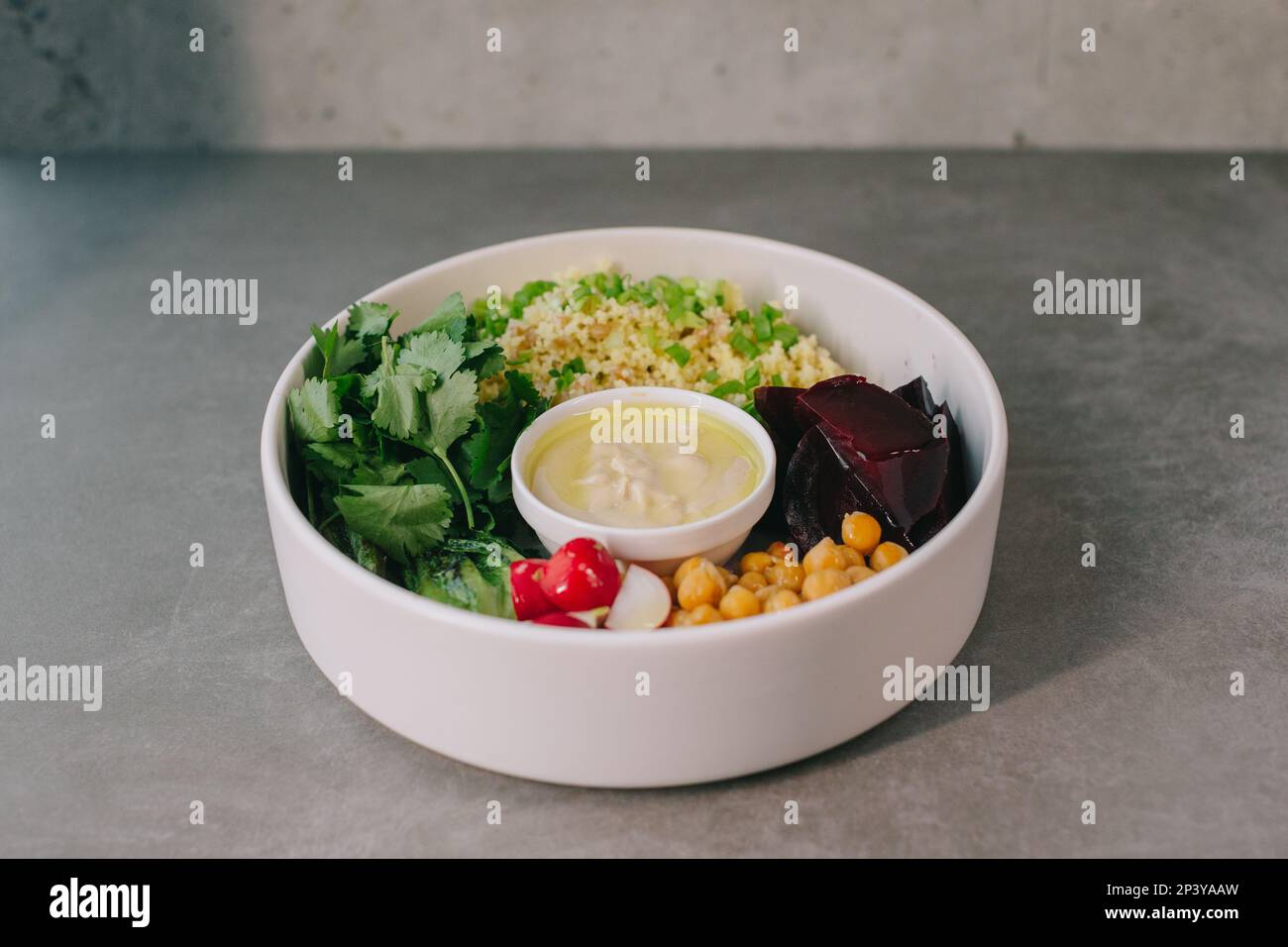 Poke bowl with vegetables and meat Stock Photo - Alamy