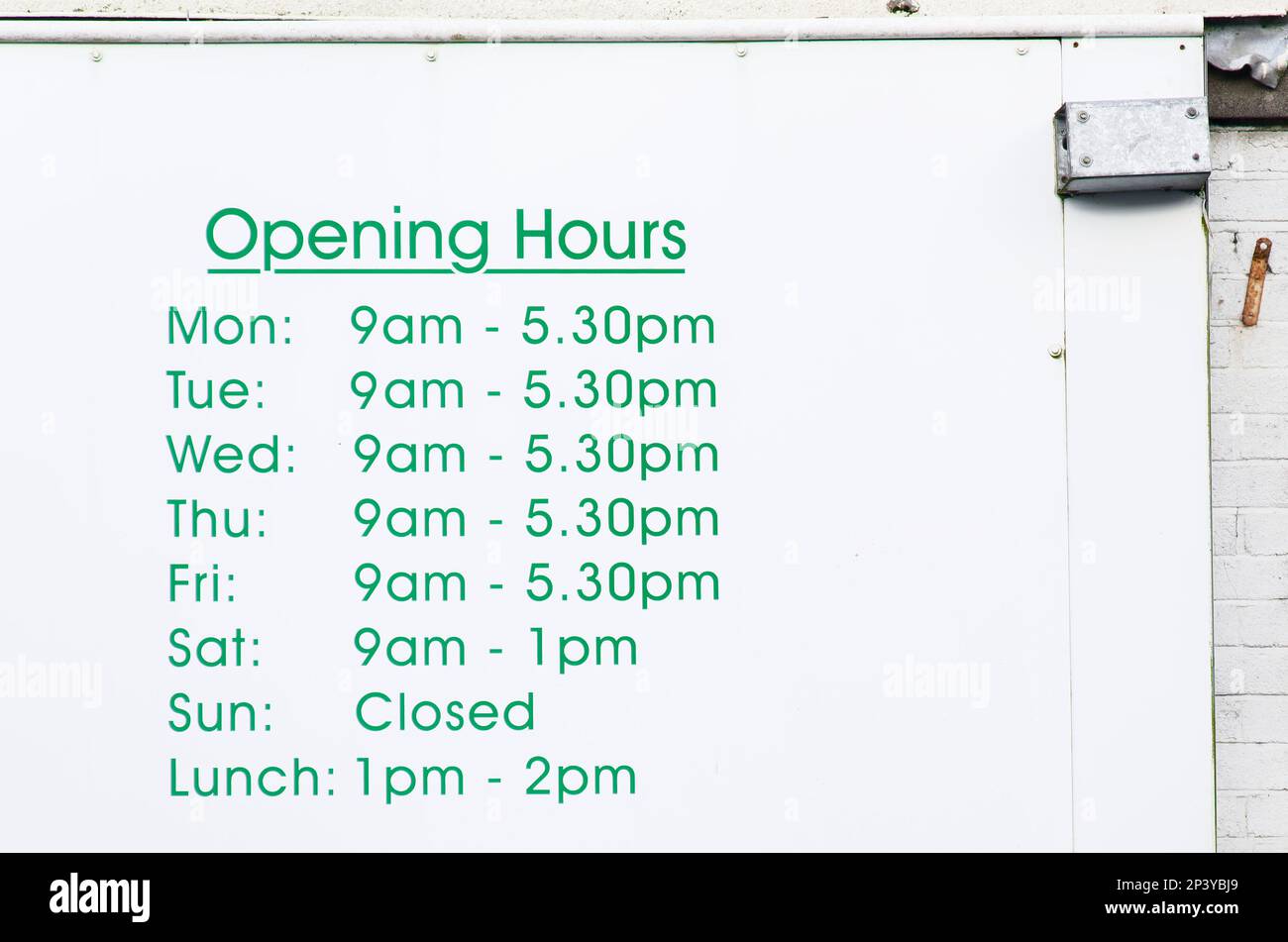 Business shop opening and closed times in hours and days Stock Photo ...