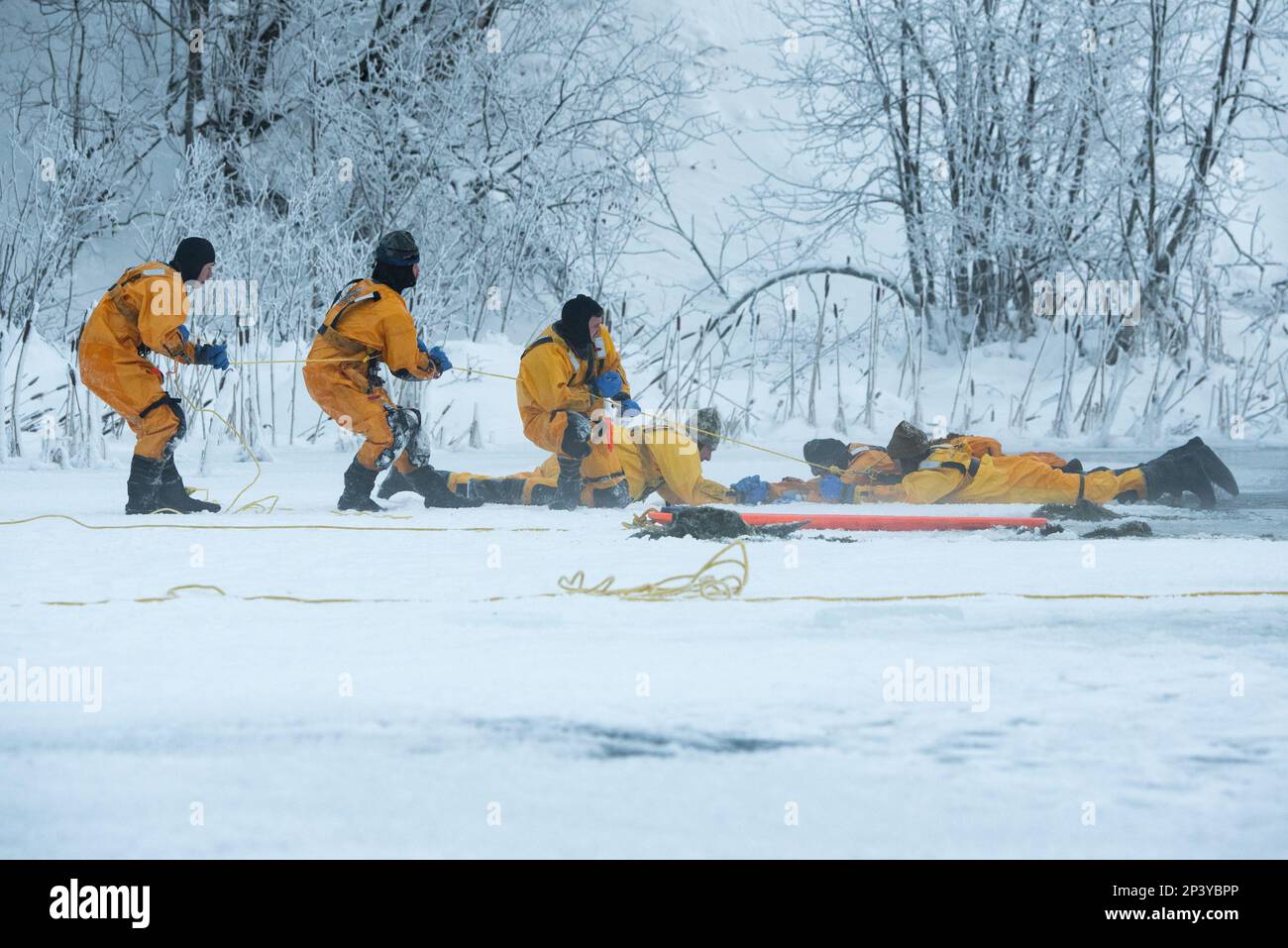 U.S. Air Force fire protection specialists assigned to the 673d Civil ...