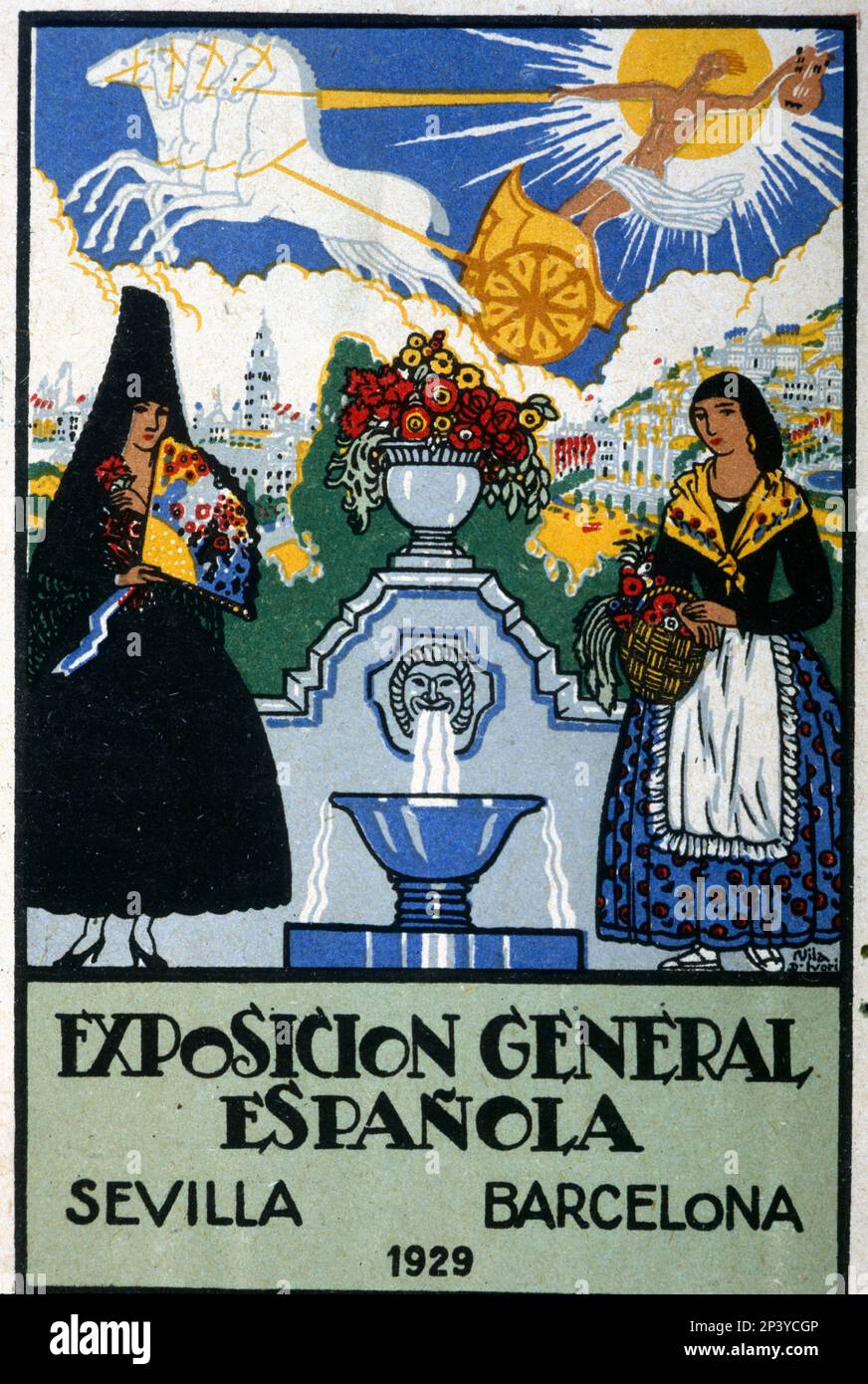 Poster of the General Spanish Exhibition, held in Seville and Barcelona ...