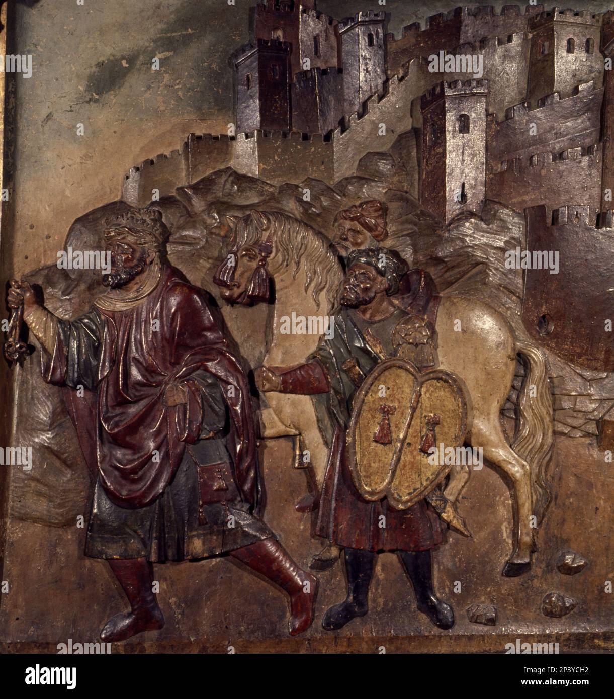 Boabdil leaving the Alhambra, bas-relief of the main altarpiece of the ...