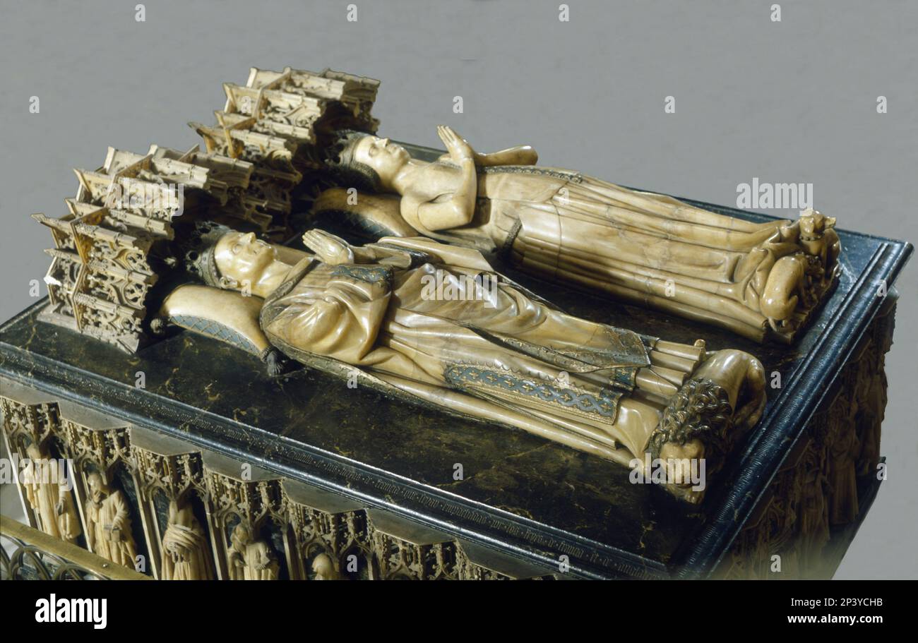 Alabaster tomb of Carlos III the Noble (1387 - 1425) and his wife ...