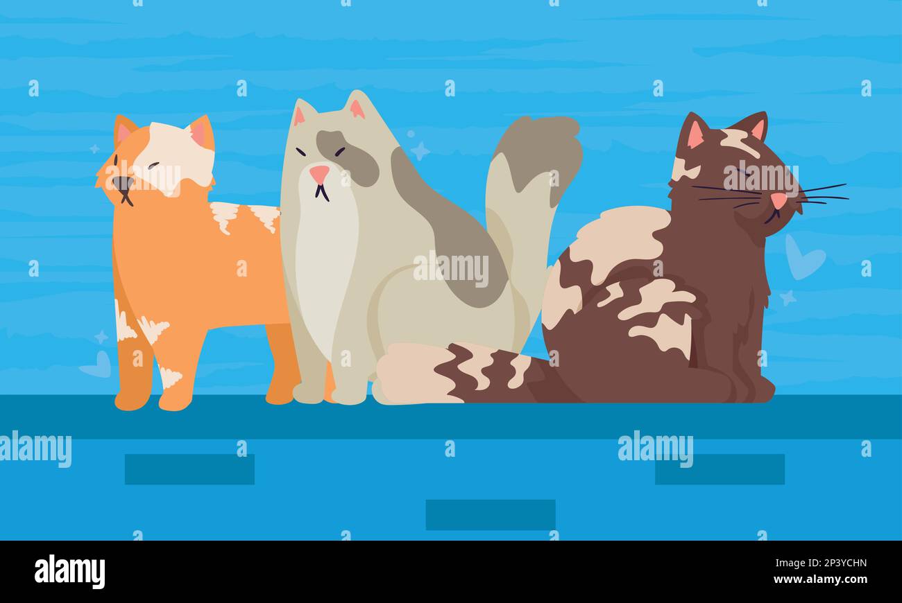 cute three cats playing Stock Vector Image & Art - Alamy