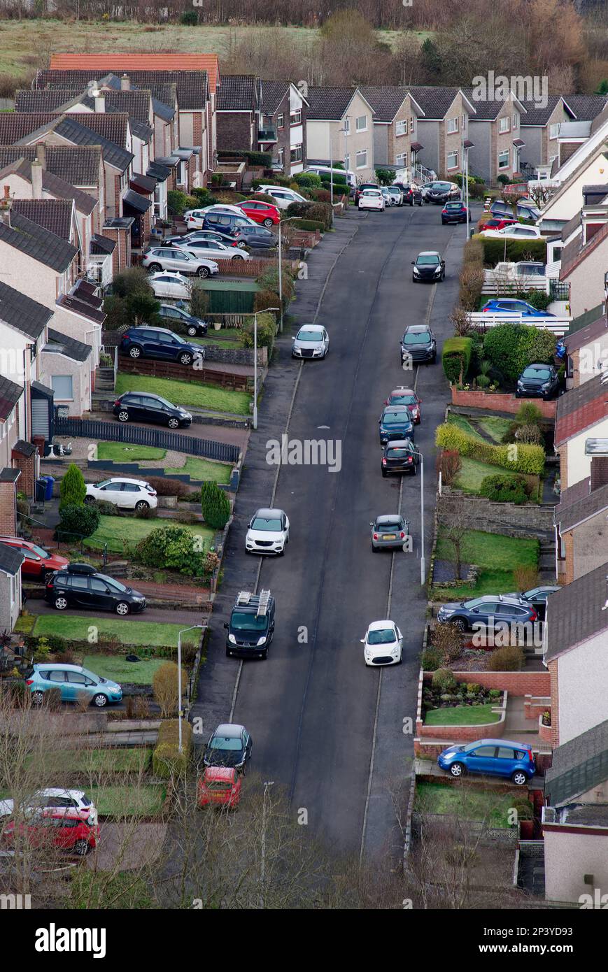Suburban living housing estate in small town Stock Photo - Alamy