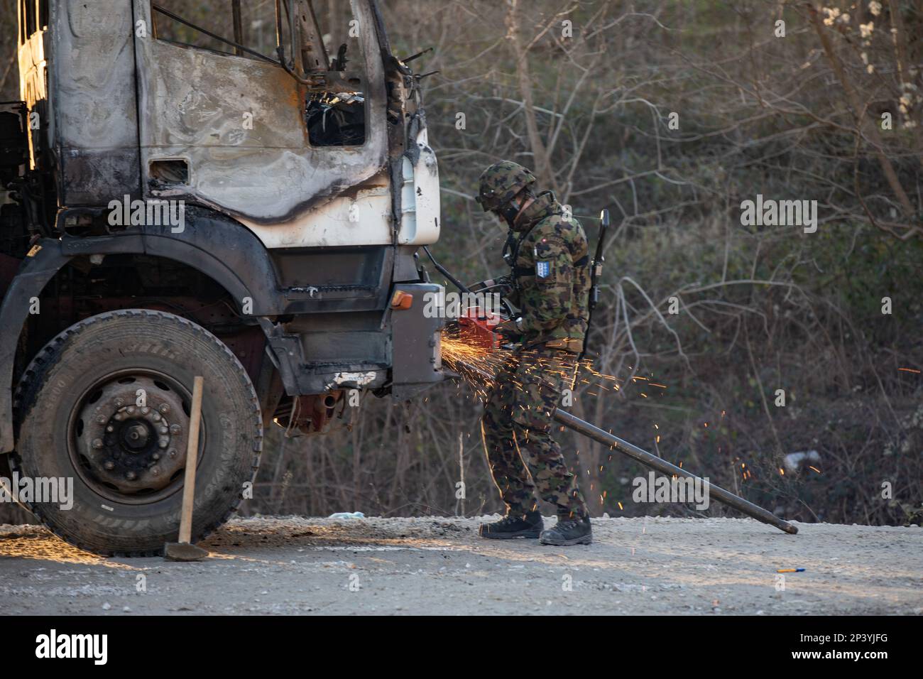 KFOR Regional Command-East (RC-East) clears a bridge in Mitrovica ...