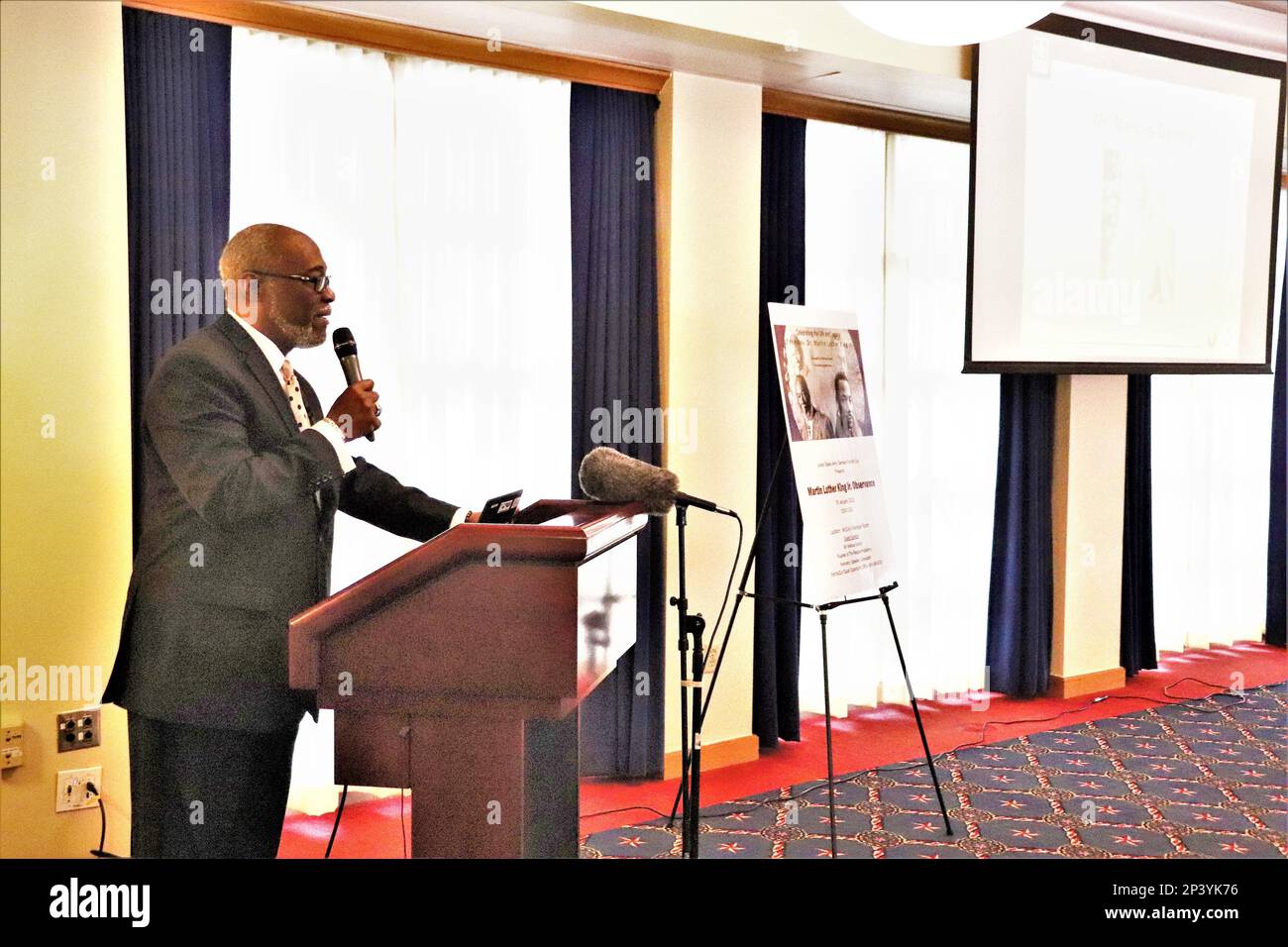 Guest speaker Marcus Gentry gives his presentation about Martin Luther ...