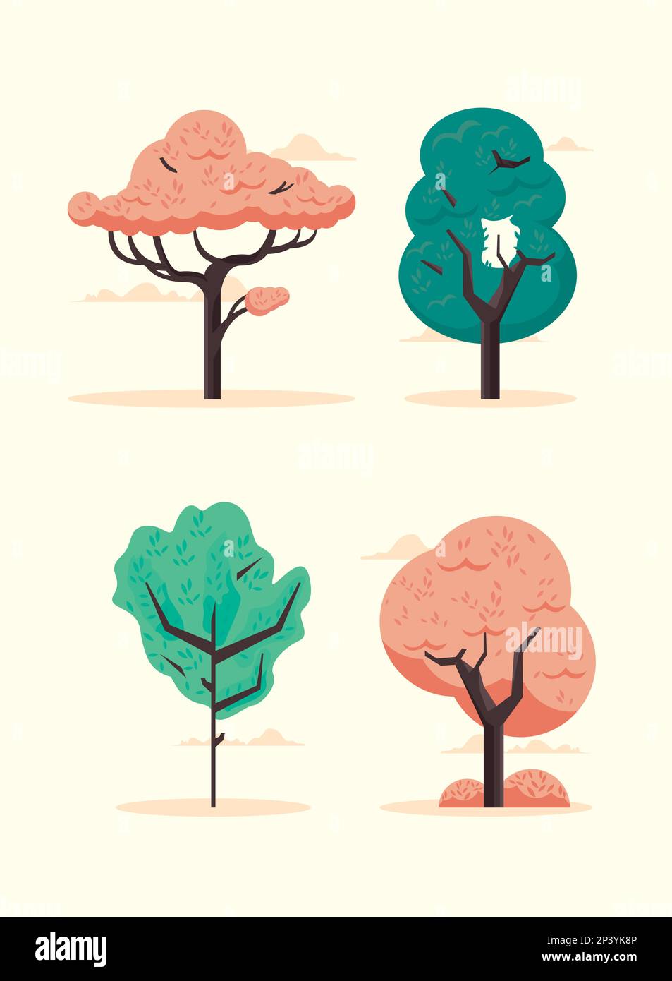 four trees plants forest Stock Vector Image & Art - Alamy