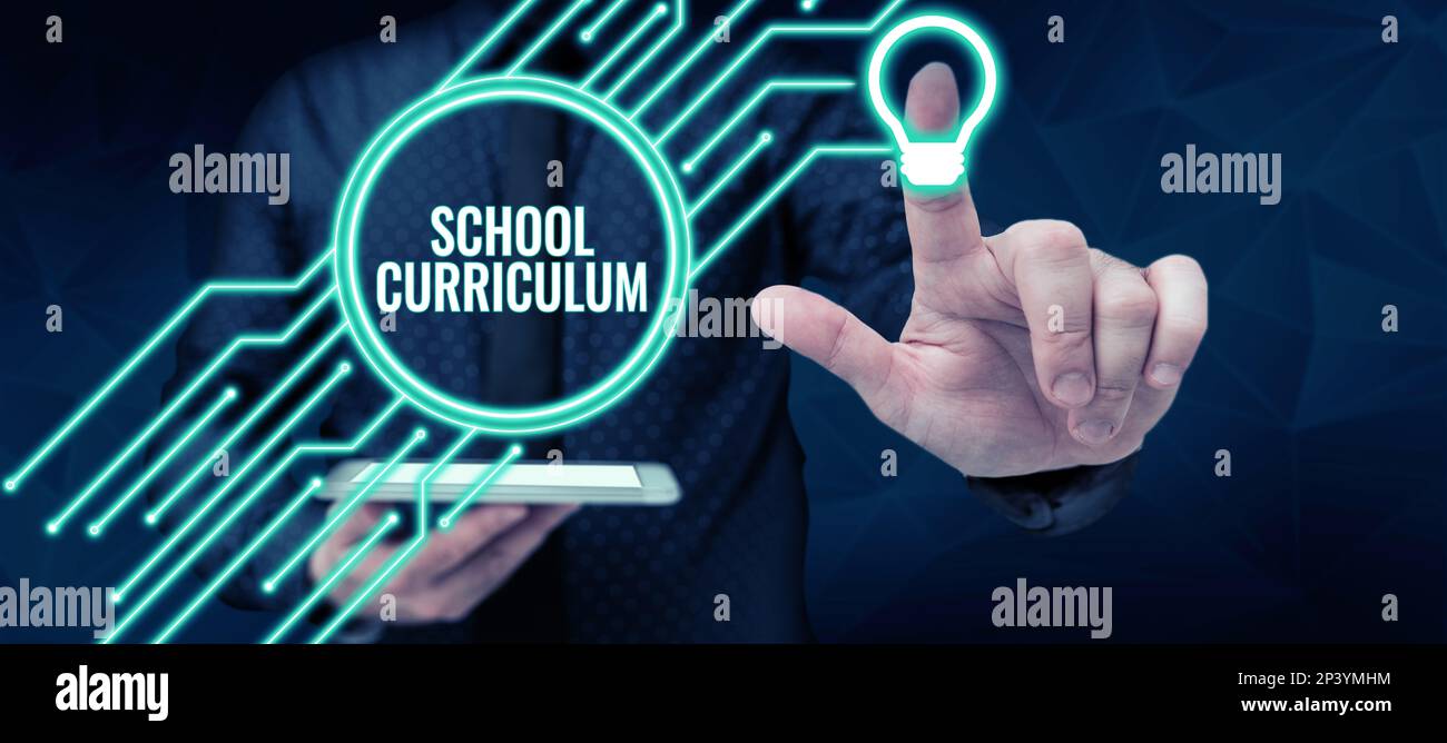 Inspiration showing sign School Curriculum. Word Written on designed to ...