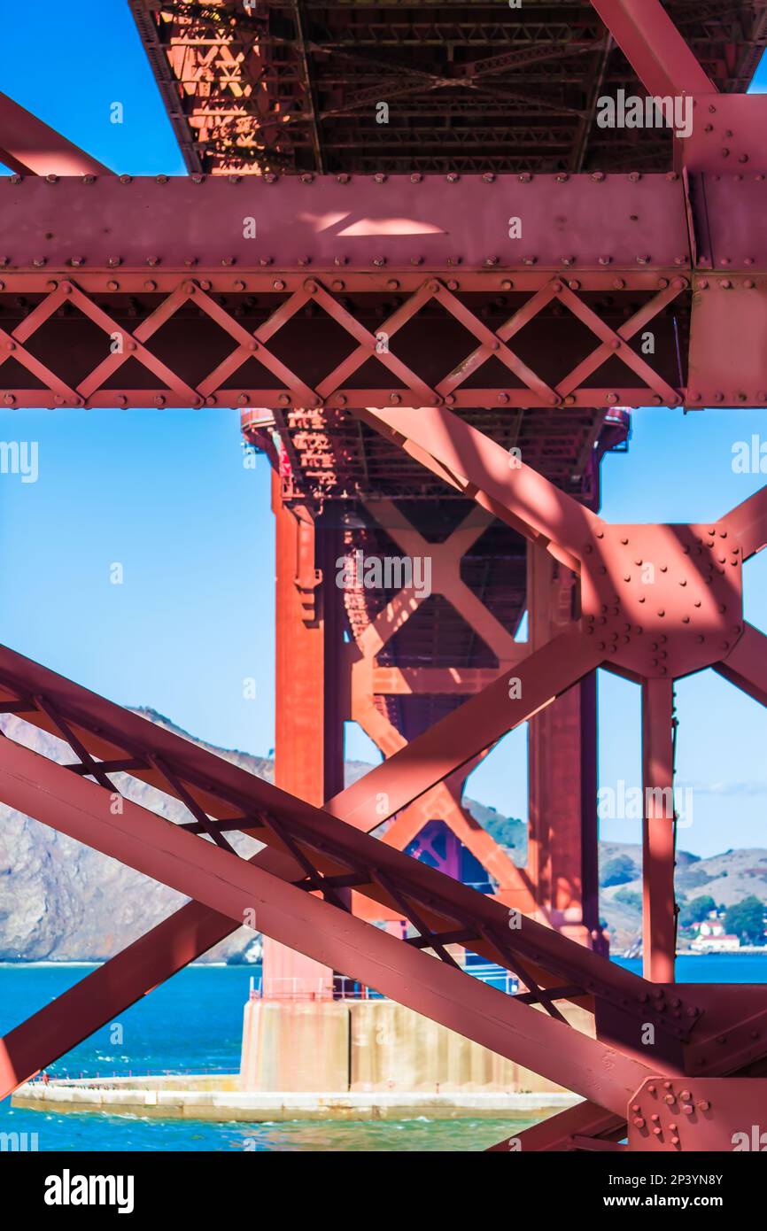 Closeup steel structure Golden Gate Bridge San Francisco California ...