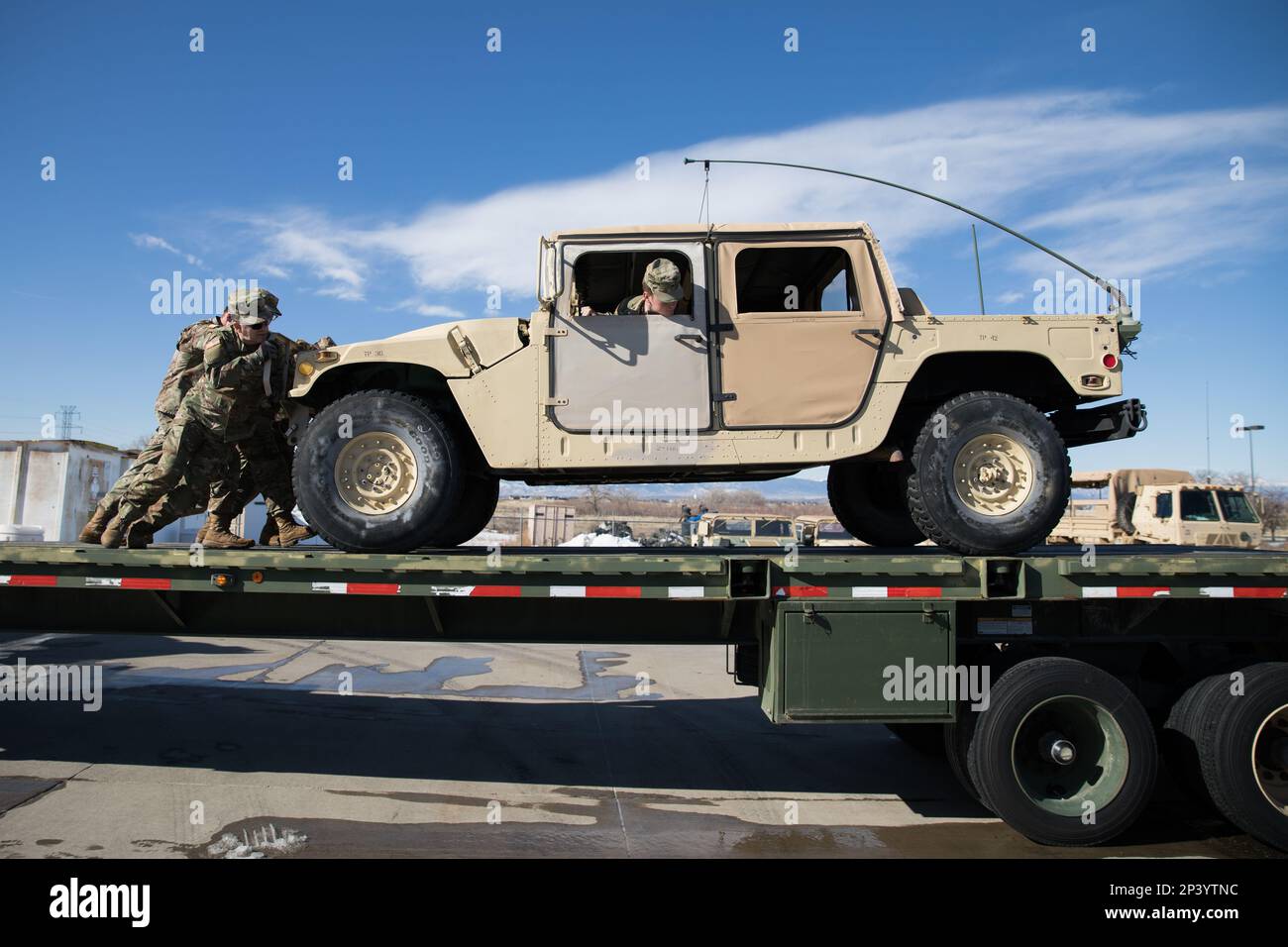 U.S. Army Reserve soldiers from the 425th Transportation Company, out ...