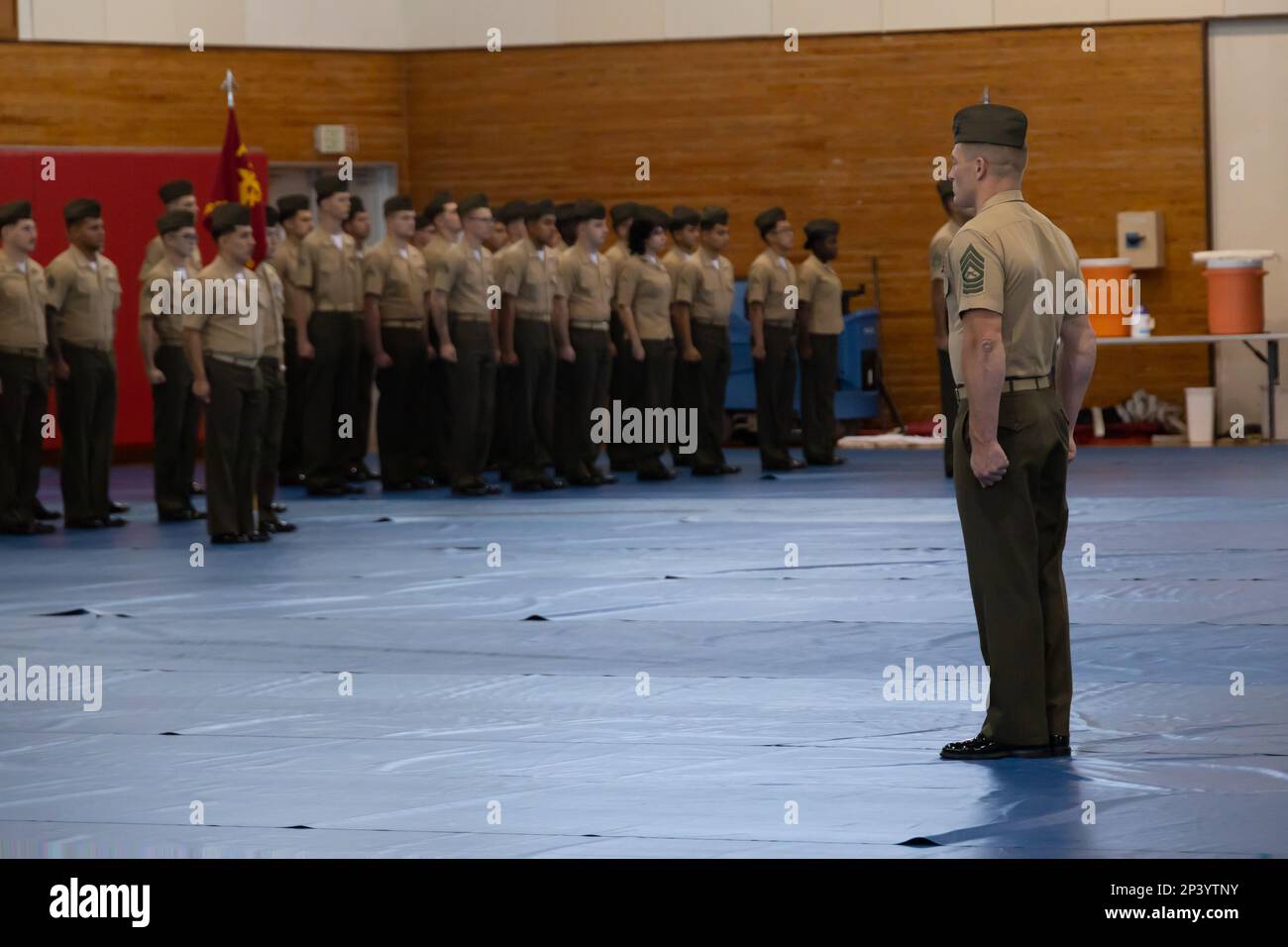 U.S. Marines with 9th Engineer Support Battalion (ESB) stand at ...