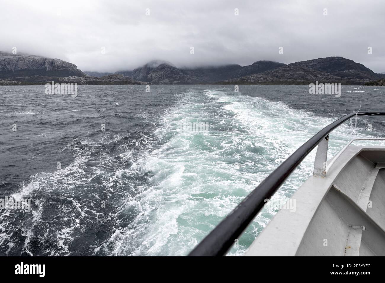 Ferry in the cold water of the fjords of southern Chile Stock Photo - Alamy