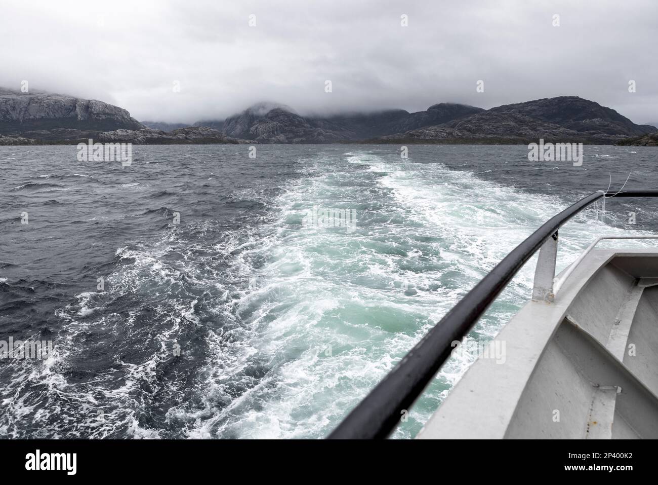Ferry in the cold water of the fjords of southern Chile Stock Photo - Alamy