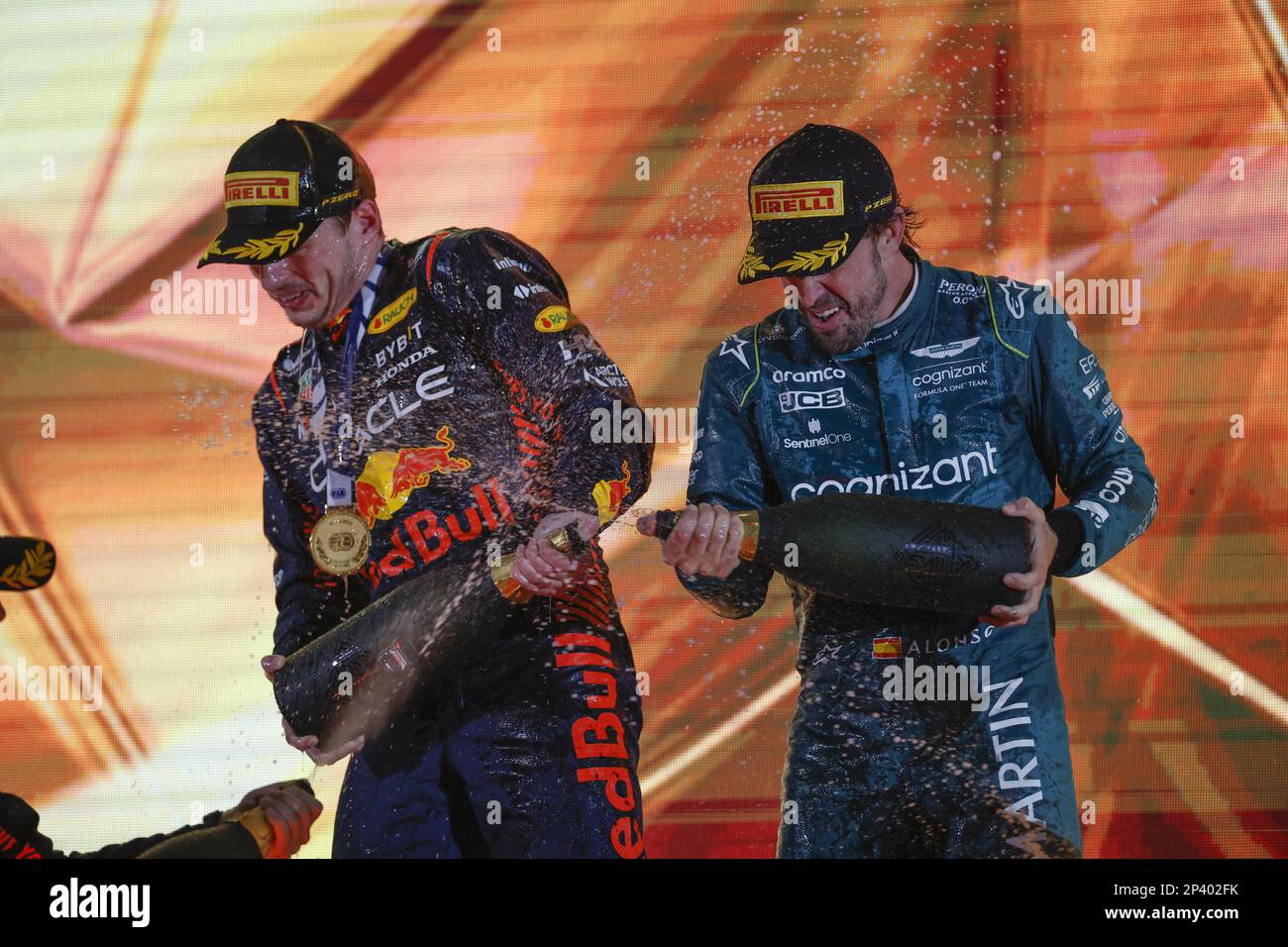VERSTAPPEN Max (ned), Red Bull Racing RB19, ALONSO Fernando (spa), Aston Martin F1 Team AMR23 ...