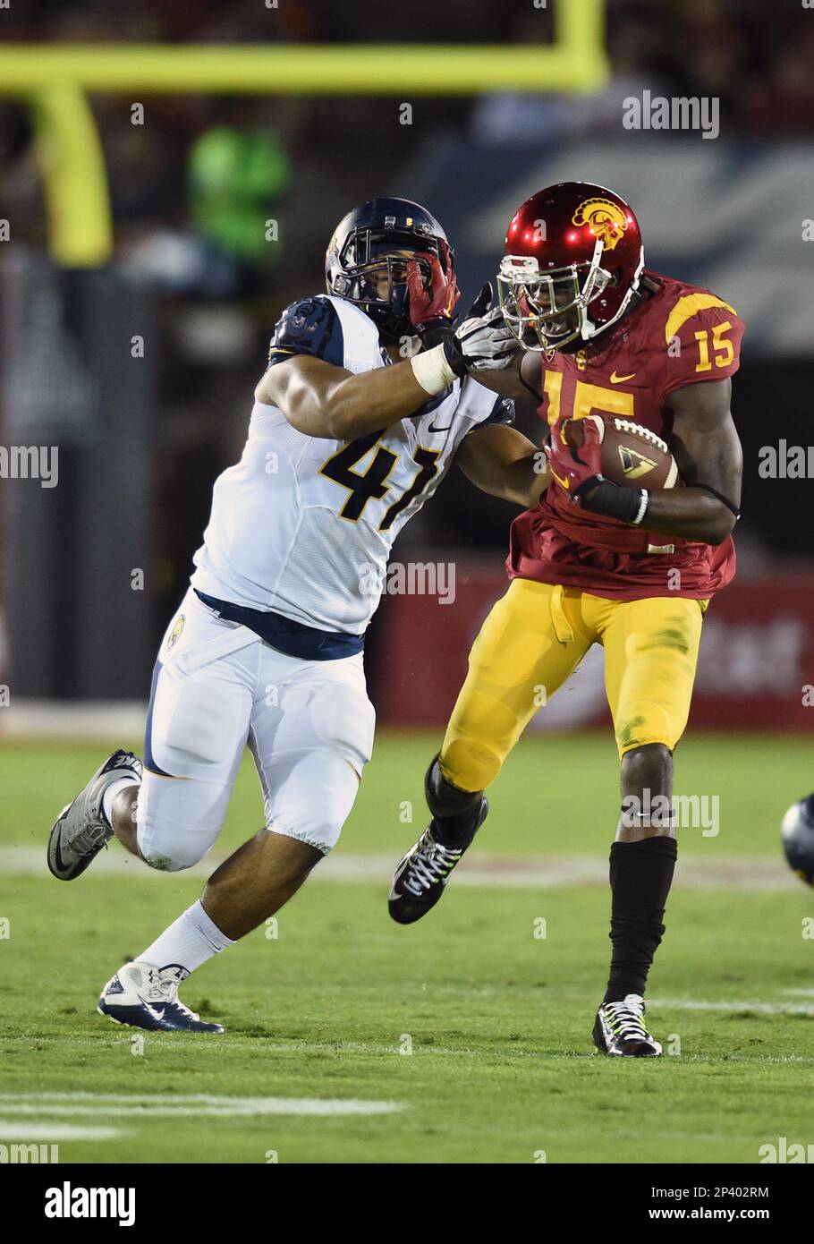 13 November 2014: USC Trojans wide receiver Nelson Agholor (15) pushes ...