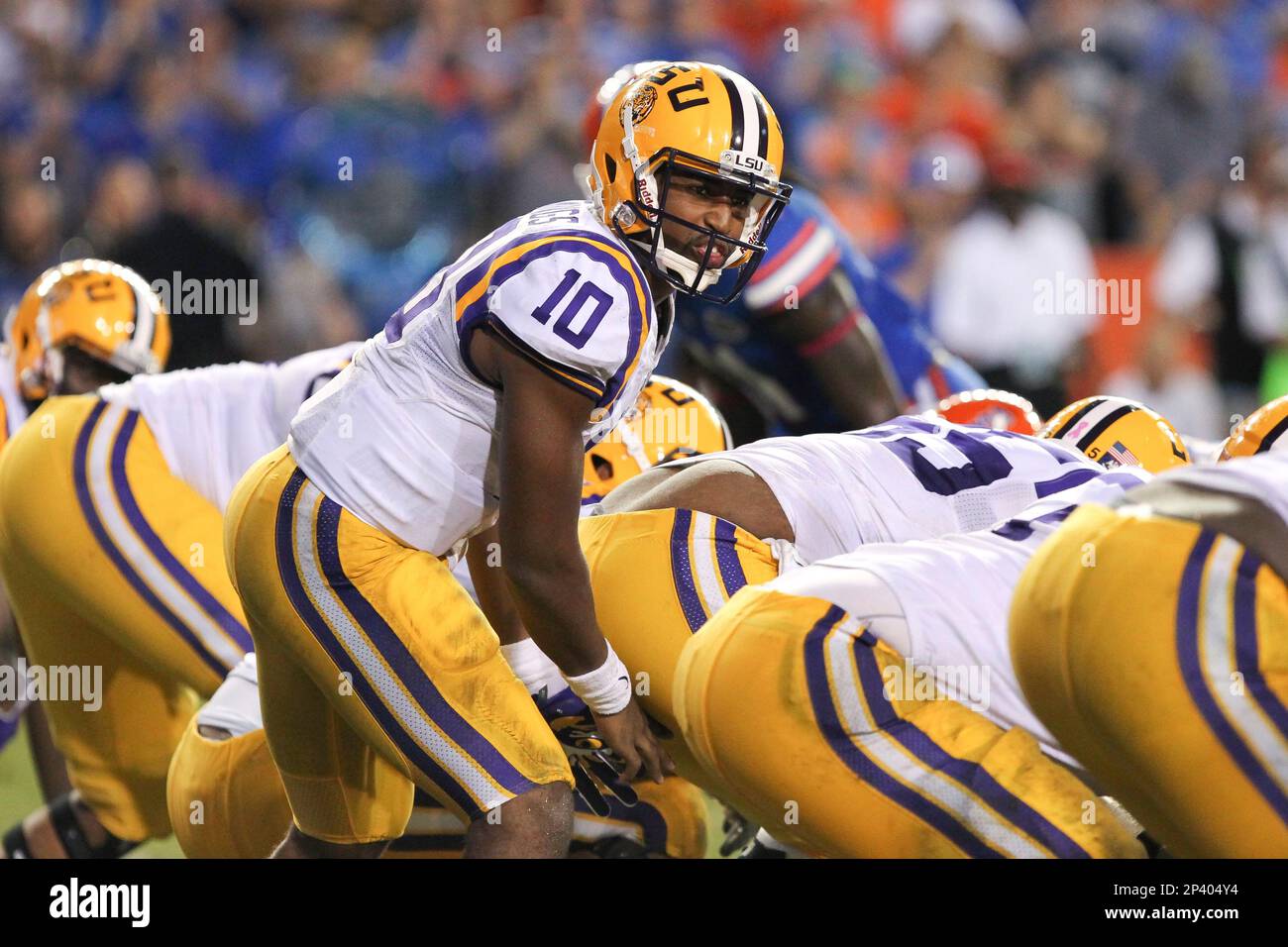 11 October 2014: LSU Tigers quarterback Anthony Jennings (10) gets ...