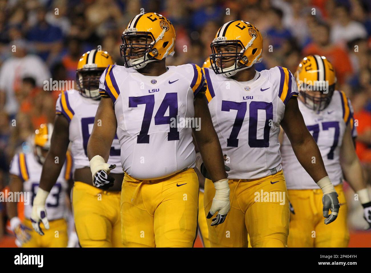 11 October 2014: LSU Tigers offensive tackle Vadal Alexander (74) and ...