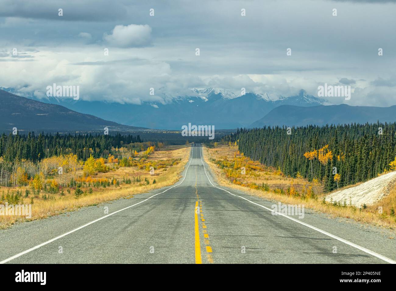 Road trip views in northern Canada during fall with colours flooding ...