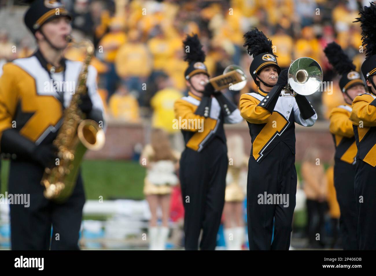 11 October 2014: Marching Mizzou performs before the game at Memorial ...
