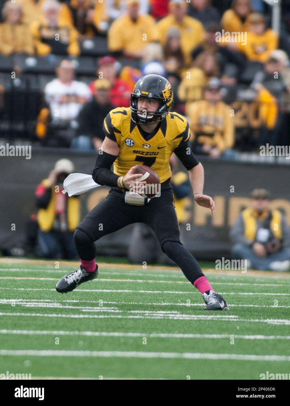 11 October 2014: Missouri quarterback Maty Mauk (7) in action at ...