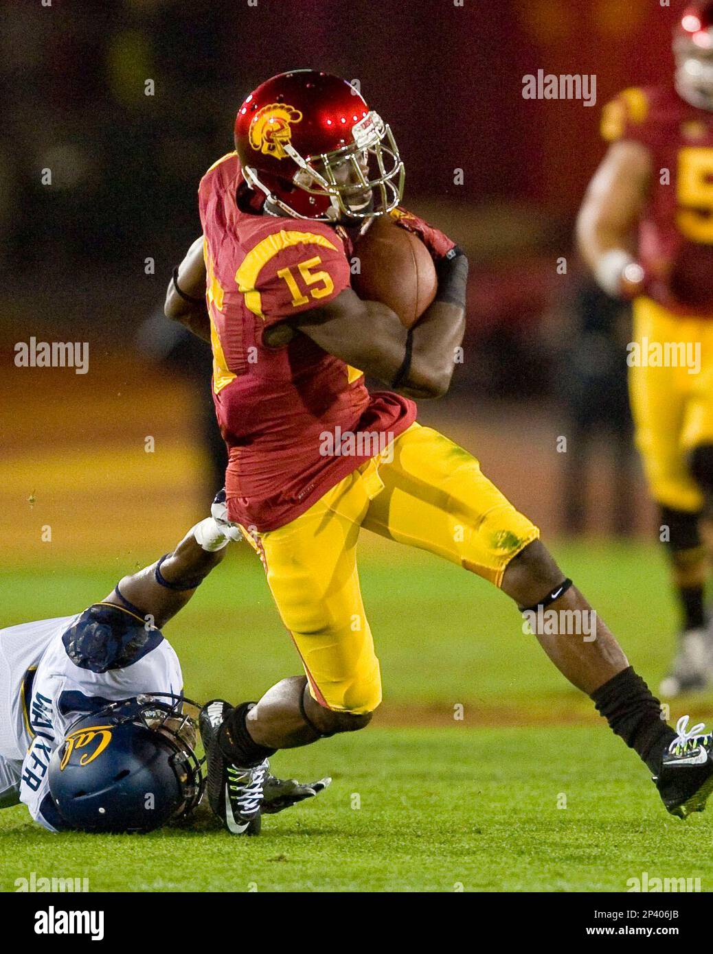 USC wide receiver Nelson Agholor pulls away from a Cal defender in the ...