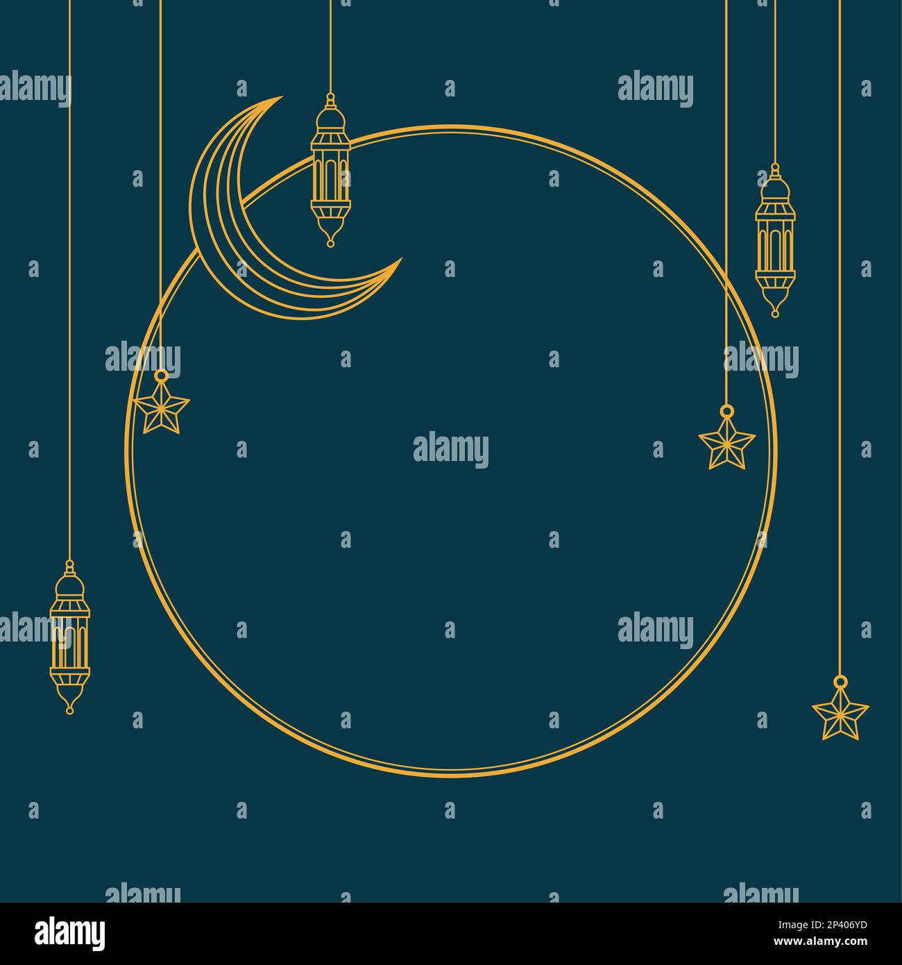 crescent moon and lamps in frame Stock Vector Image & Art - Alamy