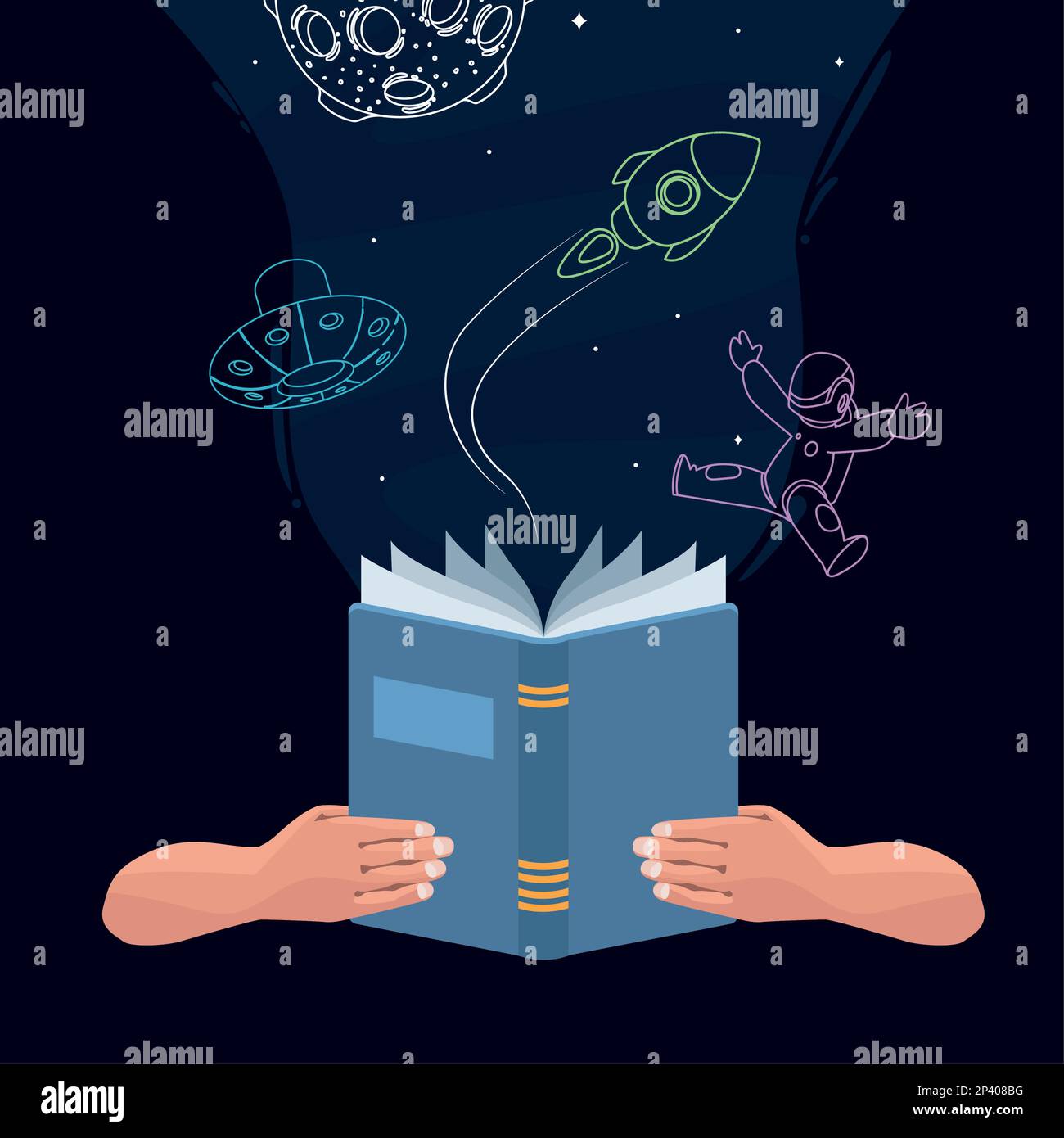 hands with blue open book Stock Vector Image & Art - Alamy