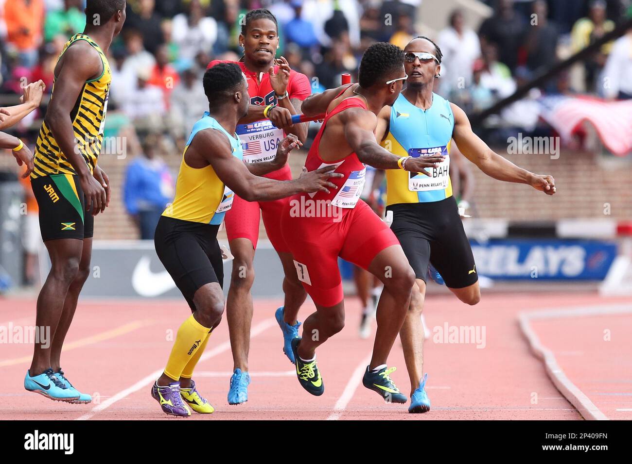 April 26, 2014: during the USA vs the World Men's 4x400 event at the ...