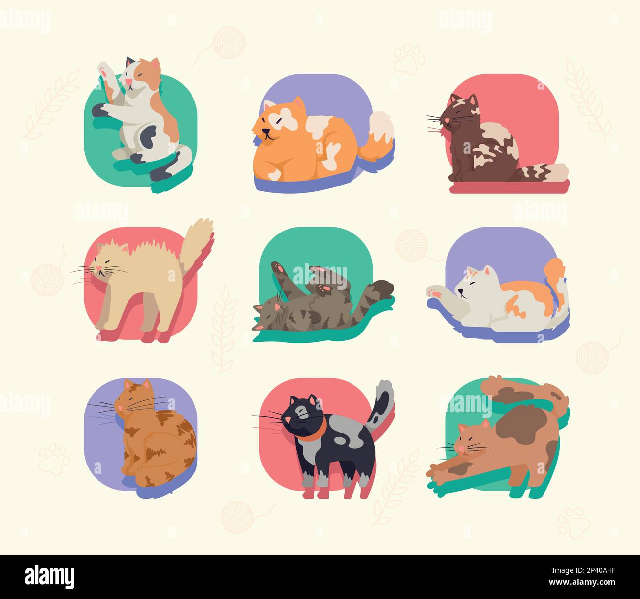 nine cats mascots Stock Vector Image & Art - Alamy