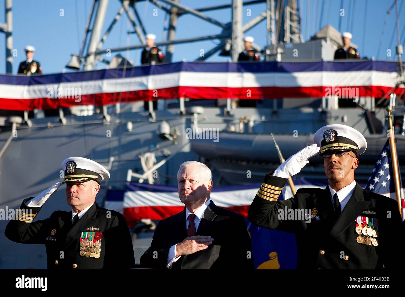 Commander Daniel G. Straub, left, former U.S. Secretary of Defense Dr ...