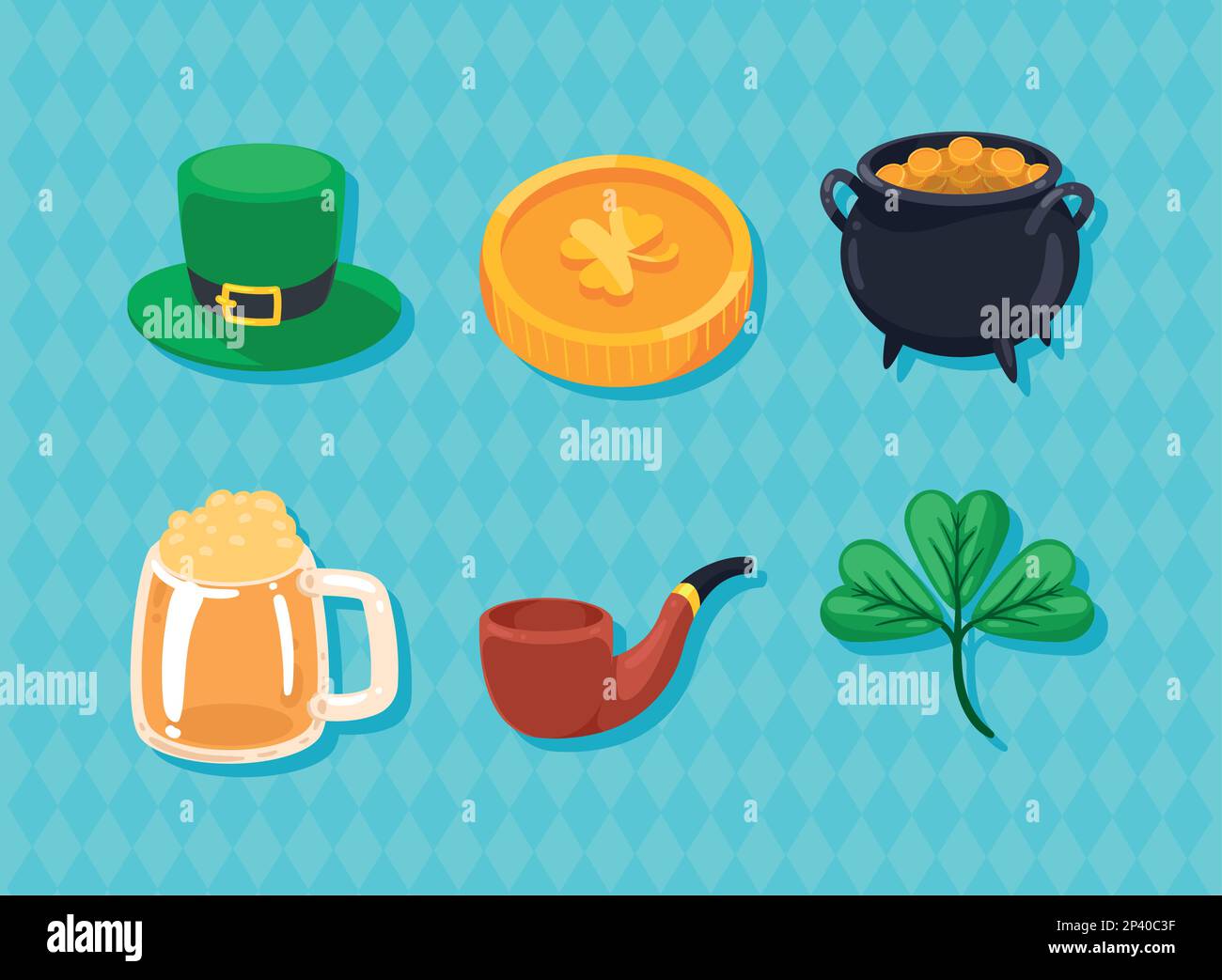 Six Saint Patricks Day Icons Stock Vector Image And Art Alamy