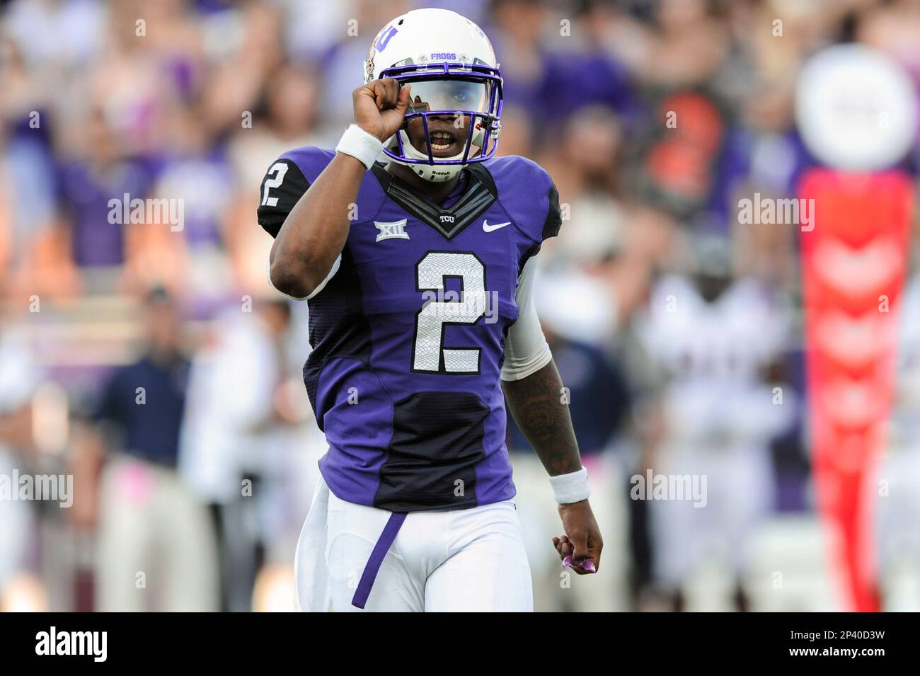 TCU Horned Frogs quarterback Trevone Boykin (2) signals a call to the ...