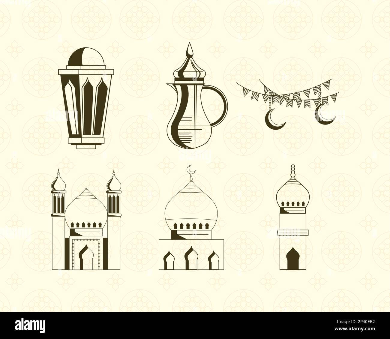 six eid festival icons Stock Vector Image & Art - Alamy