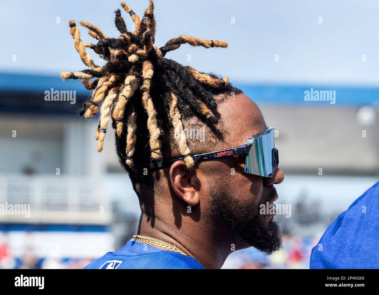 Toronto Blue Jays coach David Lundquist watches from the dugout during ...