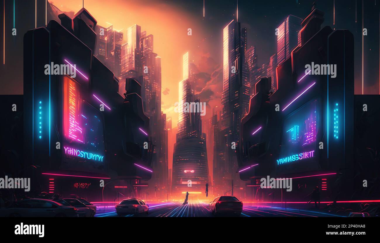 Synthwave town hi-res stock photography and images - Alamy
