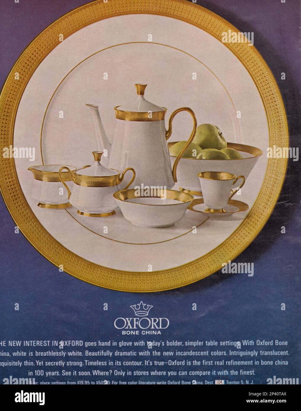 Oxford Bone China white and gold tea setting magazine advertisement ...