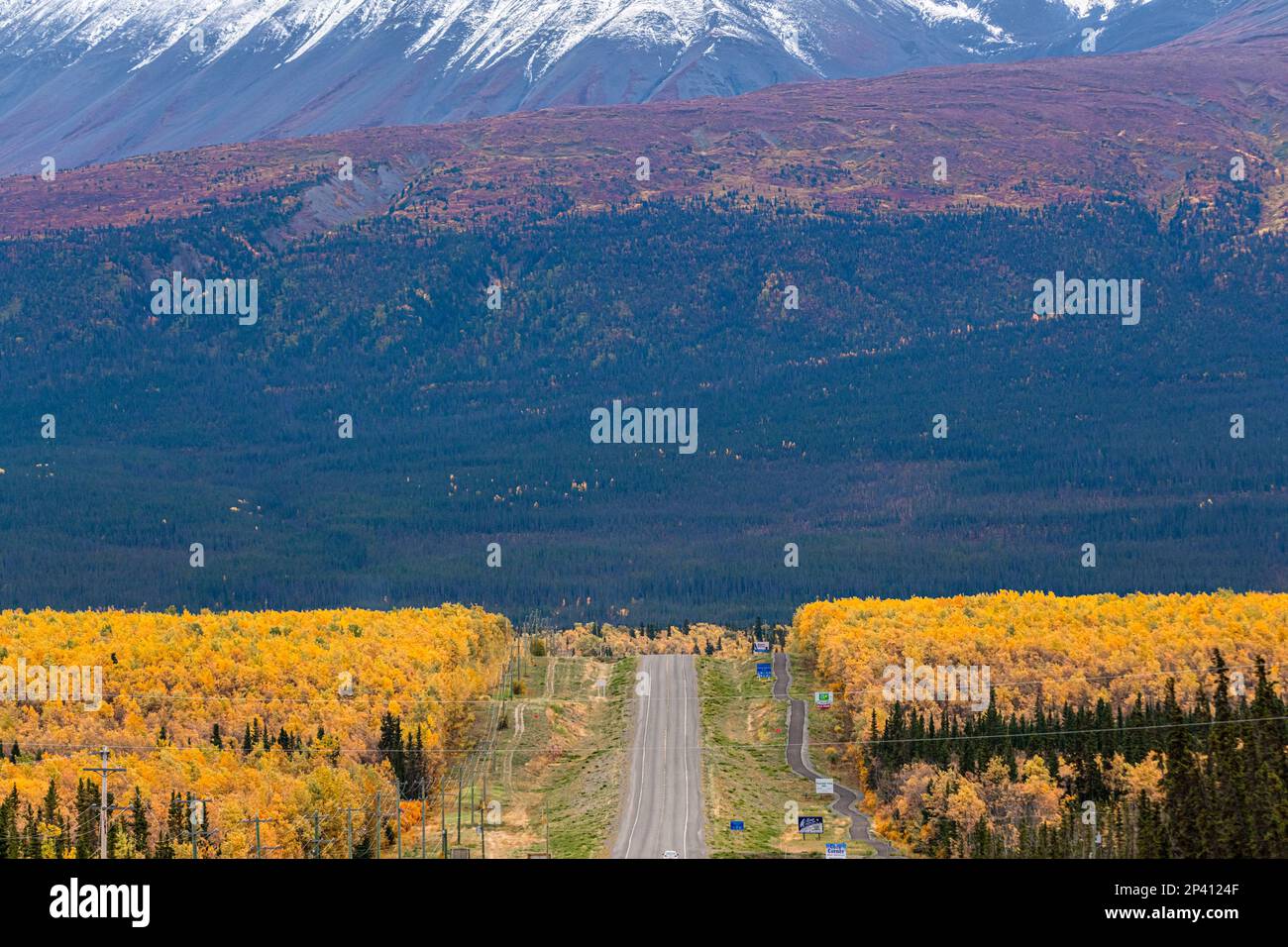 Road trip views in northern Canada during fall with colours flooding ...
