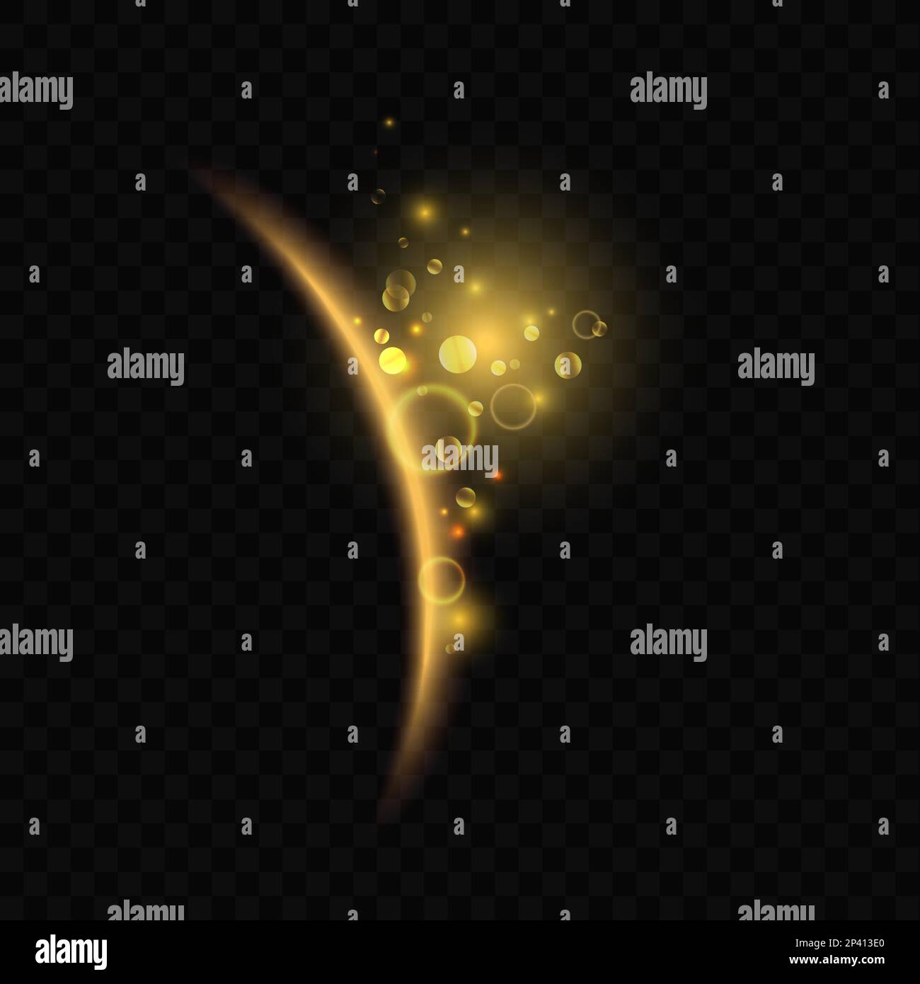 Golden luminous eclipse in dark space vector illustration. Abstract ...