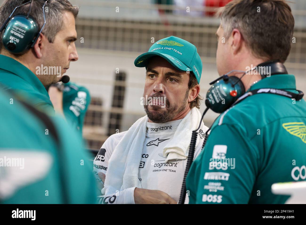 Fernando Alonso (SPA) Aston Martn AMR23 on the grid before the race of ...