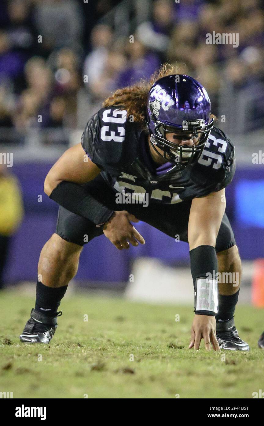 08 NOV 2014: TCU Horned Frogs defensive end Mike Tuaua (93) during the ...