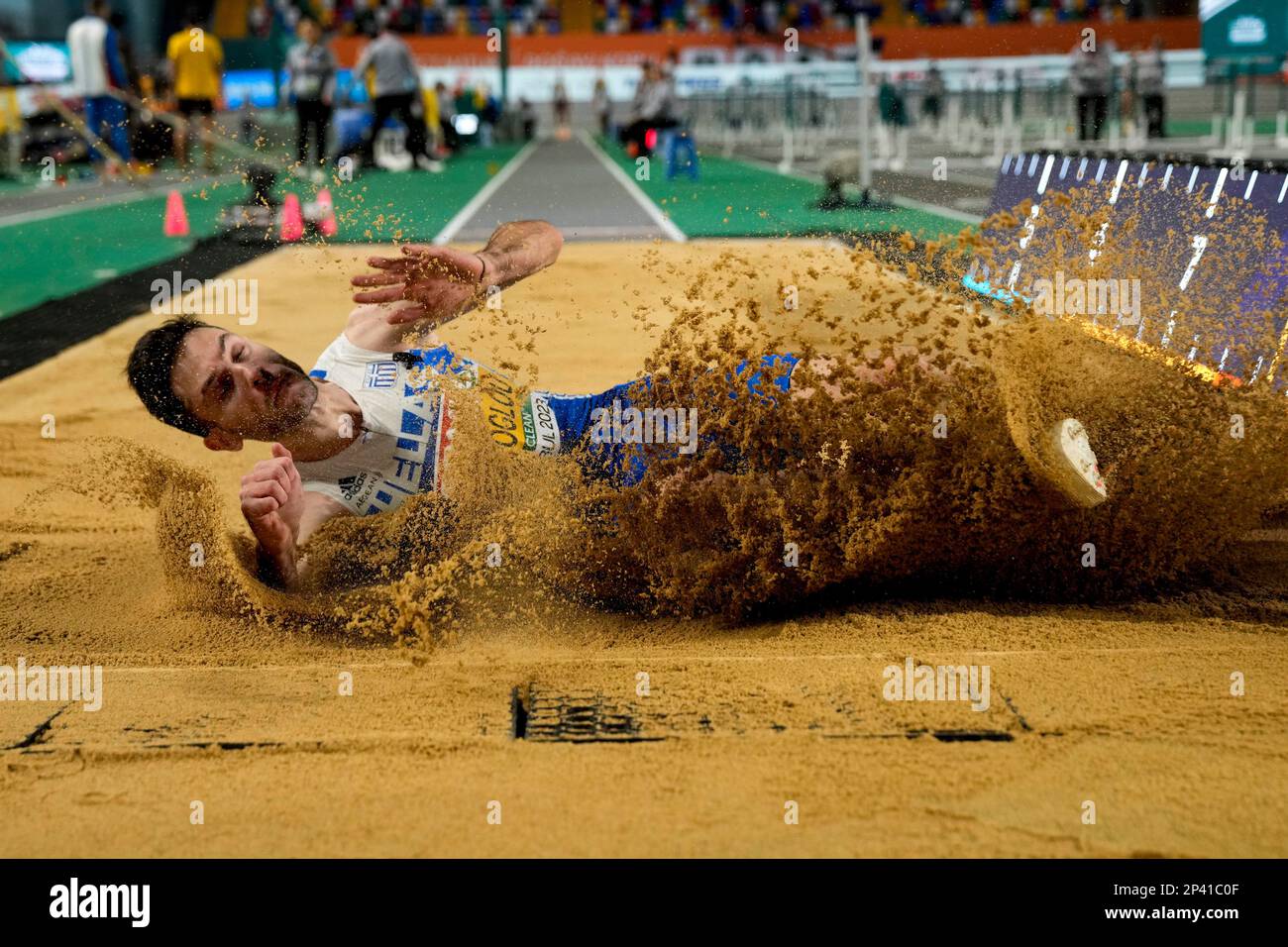 Miltiadis Tentoglou, of Greece, makes an attempt in the Men long Jump ...
