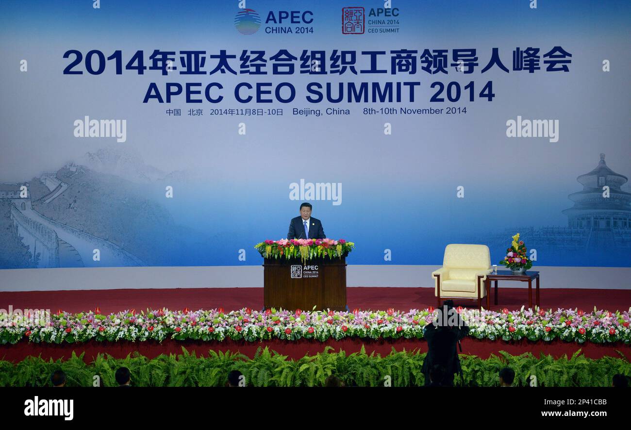 China's President Xi Jinping delivers an opening speech for the APEC ...