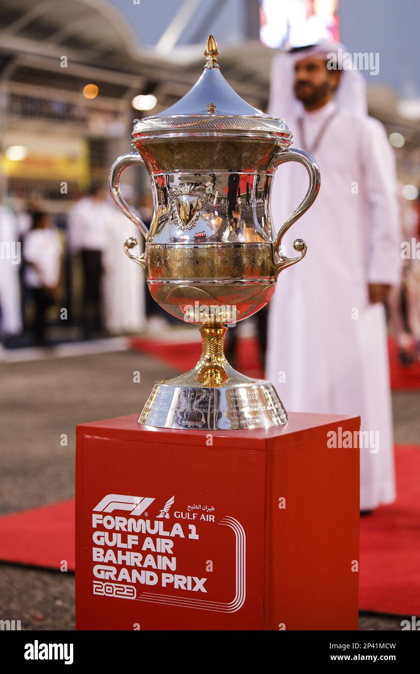 Bahrain Grand Prix trophy during the Formula 1 Gulf Air Bahrain Grand Prix 2023, 1st round of ...