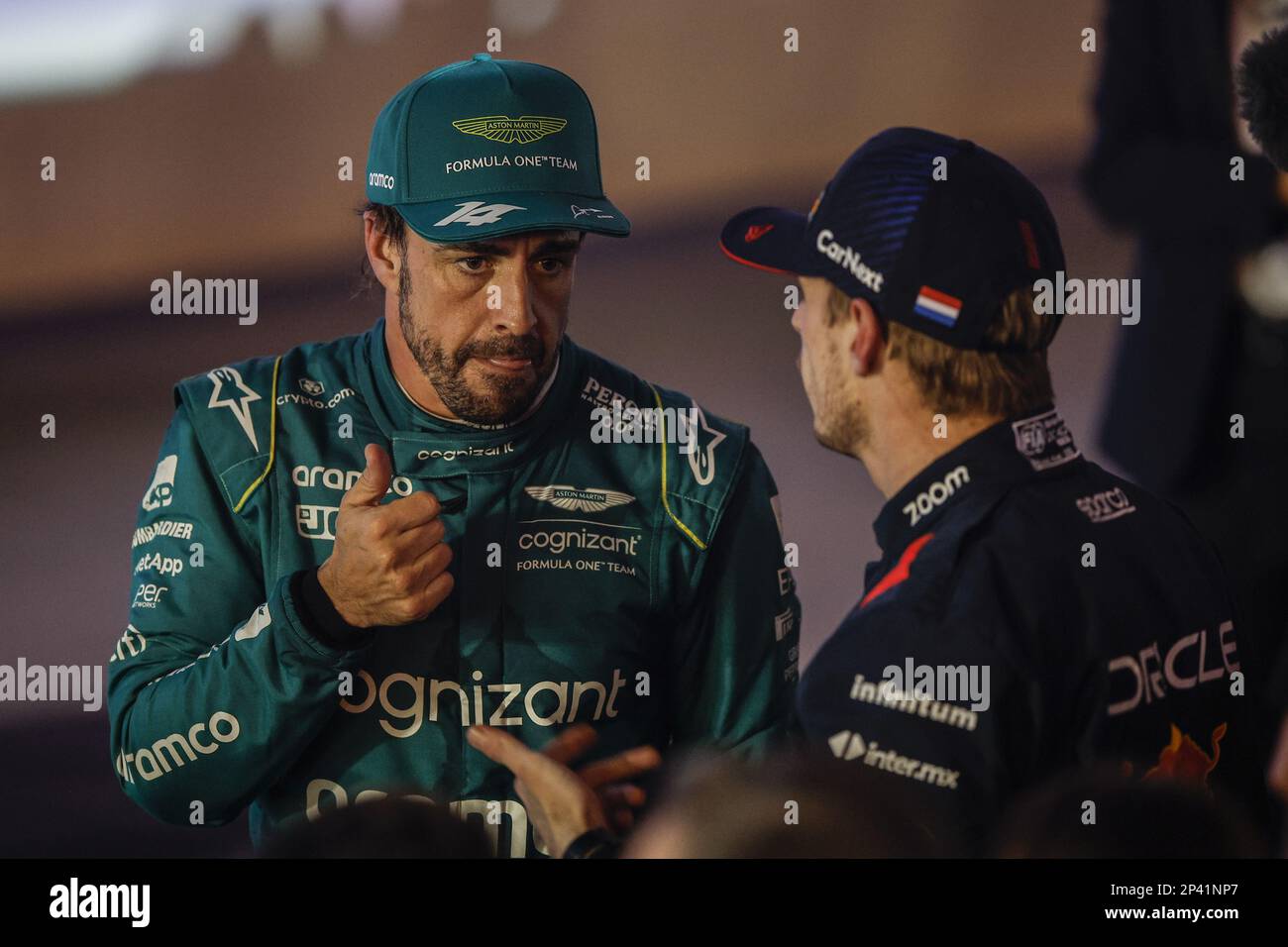 ALONSO Fernando (spa), Aston Martin F1 Team AMR23, portrait VERSTAPPEN ...