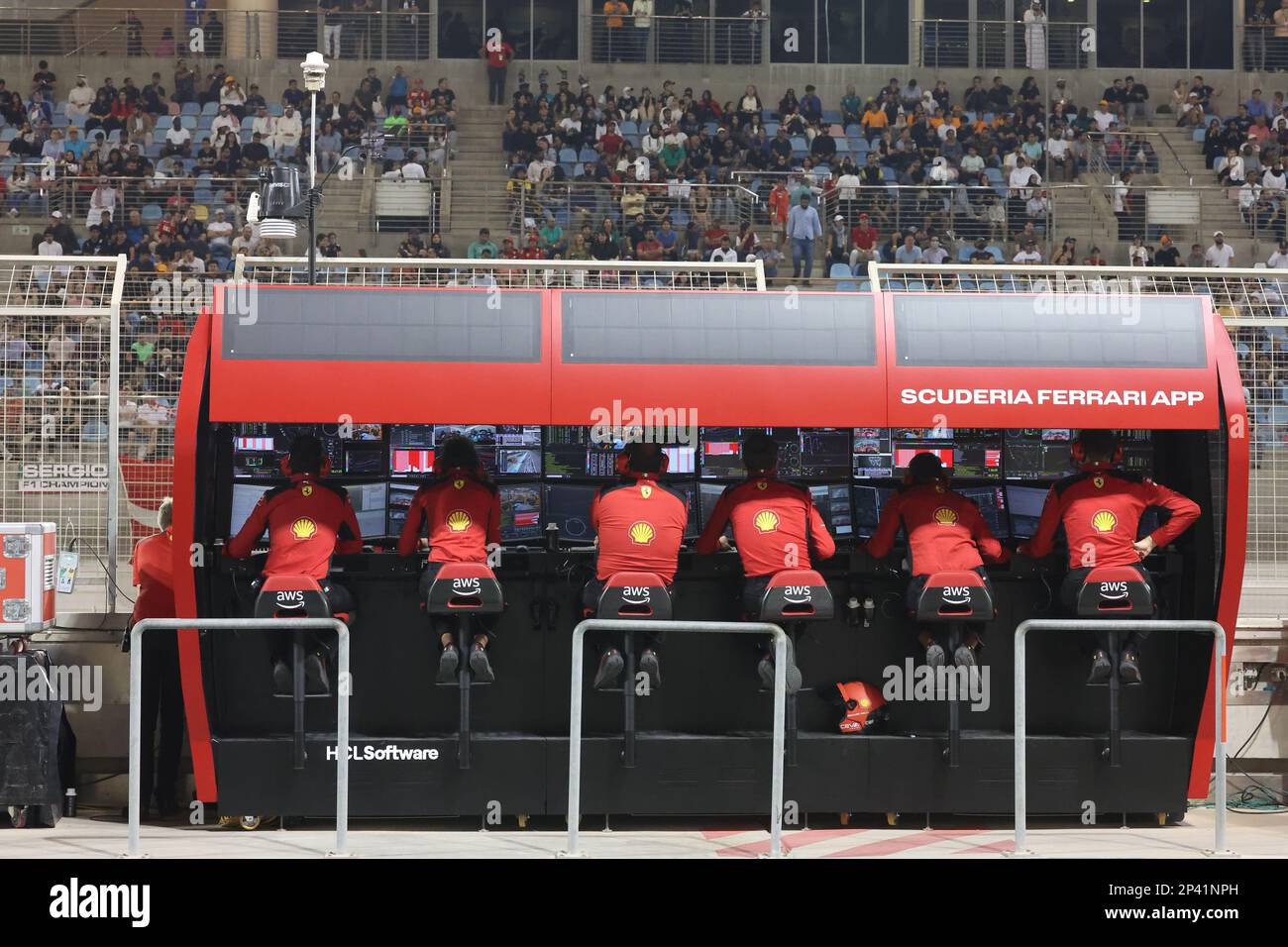 Scuderia Ferrari engineers on the pitwall during the Formula 1 Gulf Air ...