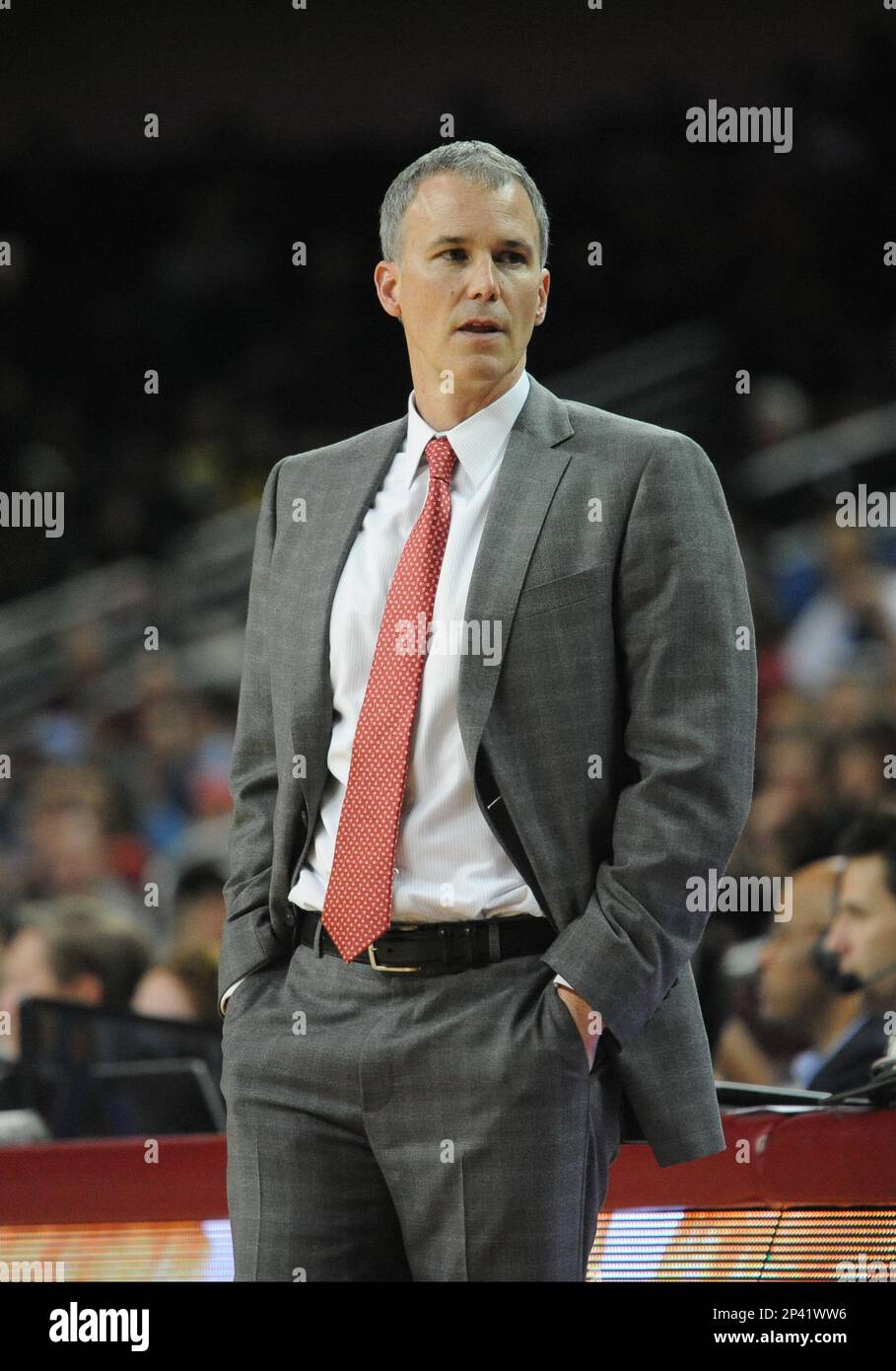 08 February 2014: USC head coach Andy Enfield during an NCAA basketball ...