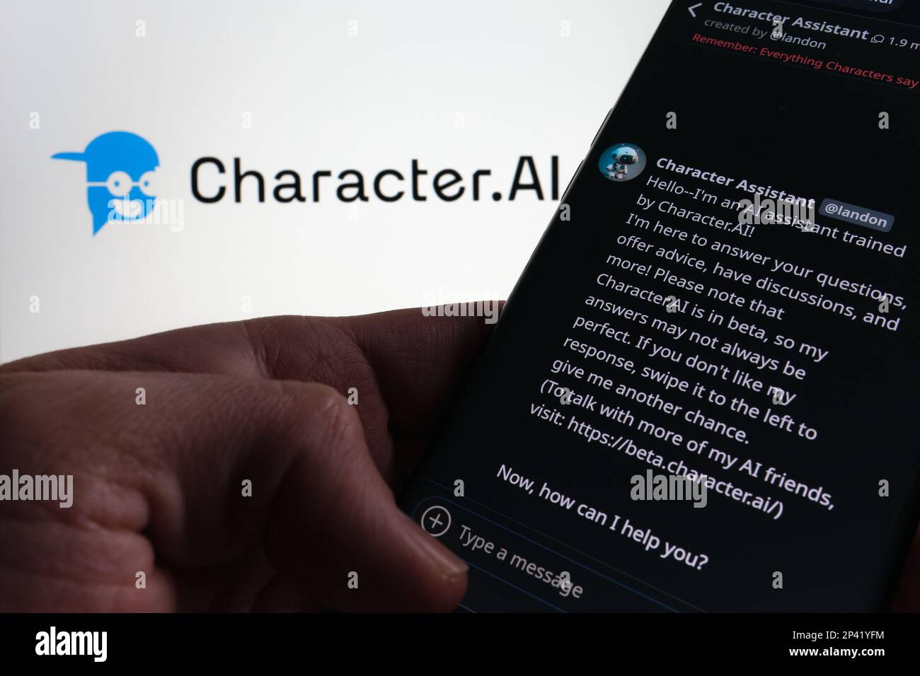 Character AI Chatbot example seen on smartphone screen. Blurred ...