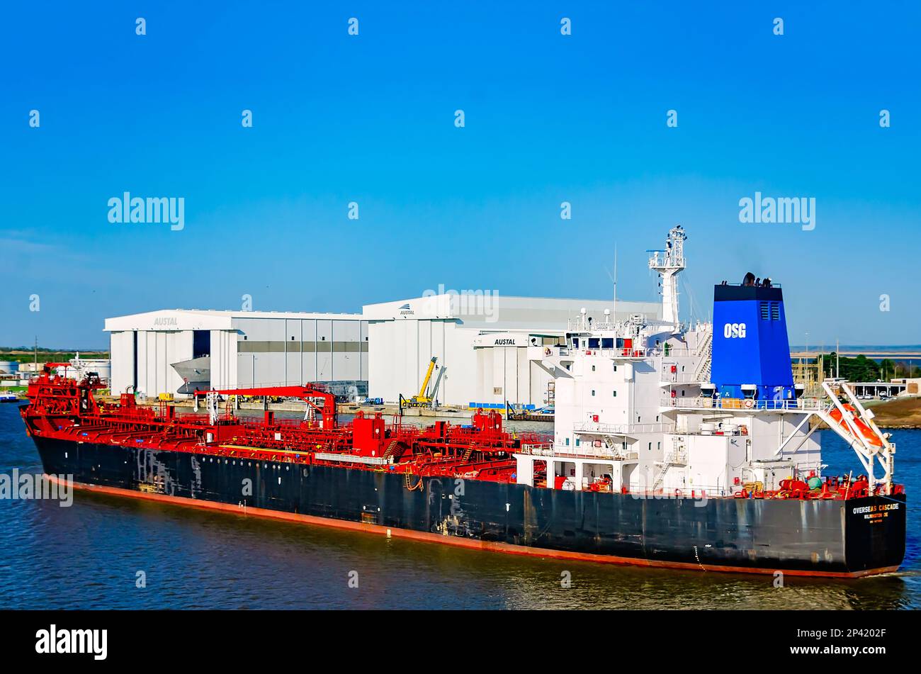 Overseas Cascade is pictured as it enters the Port of Mobile en route ...