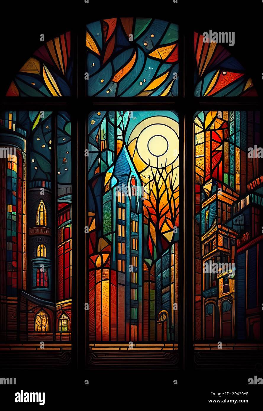 Illustration city glass hi-res stock photography and images - Alamy